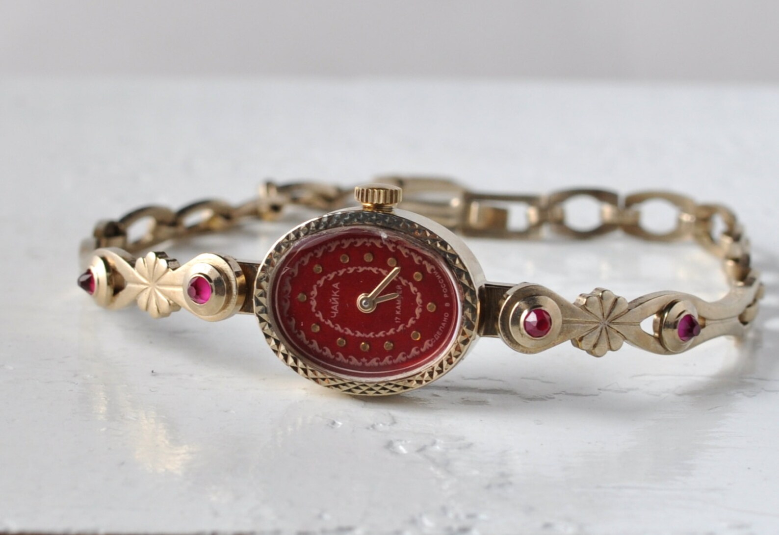 Soviet Watch - "chaika" With Ruby Stones in Bracelet - Etsy
