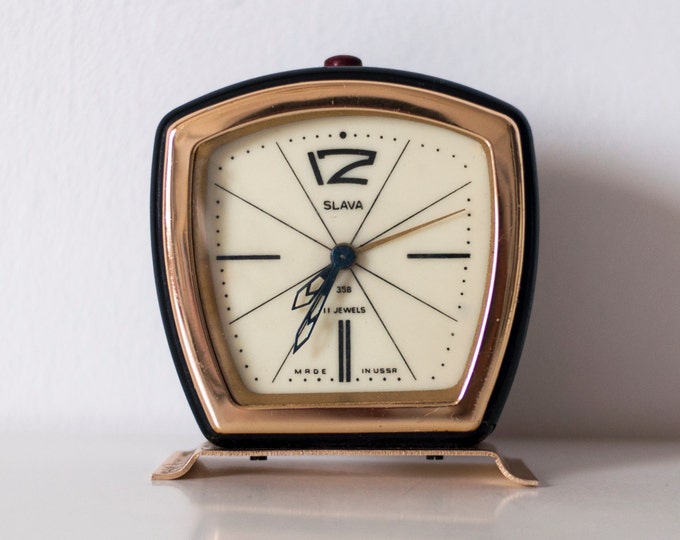 Soviet Clock Russian Clock Vintage Clock Mechanical Clock Gold Color ...