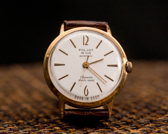 Gold plated watch "Poljot" , Automatic Watch, Soviet … - Gem