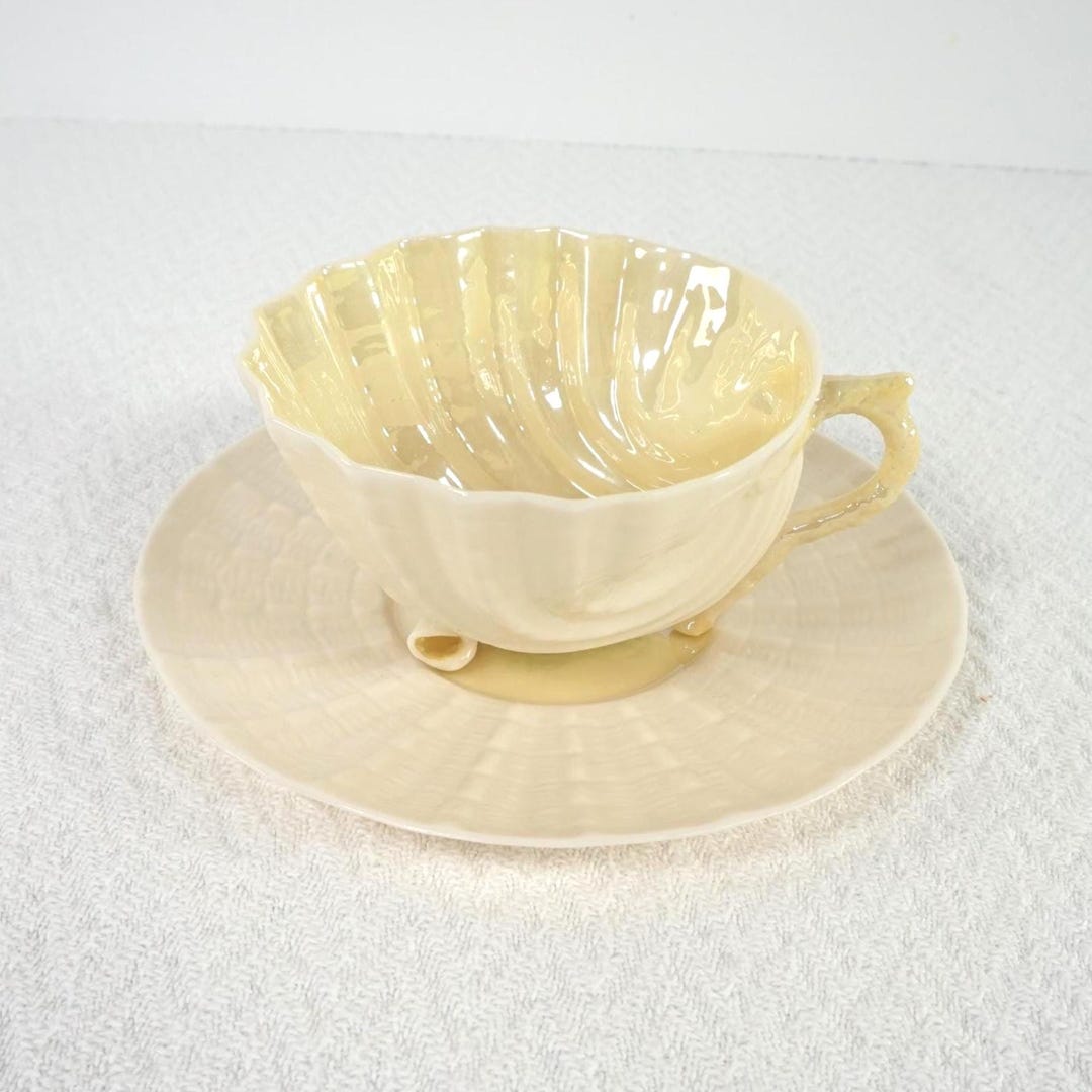 Belleek Neptune Cup and Saucer Set, Seashell Design, 1955-1965 - Etsy