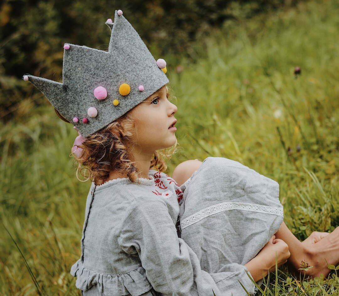 Birthday Crown, Grey Felt Kids Crown, Baby Dress up Crown, Waldorf ...