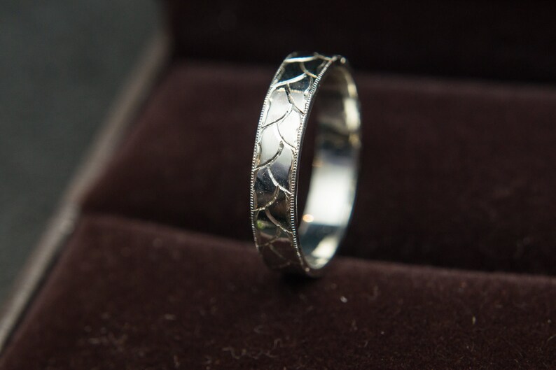 4mm Wheat Pattern Hand Engraved Ring Gold Engraved Ring Gold - Etsy