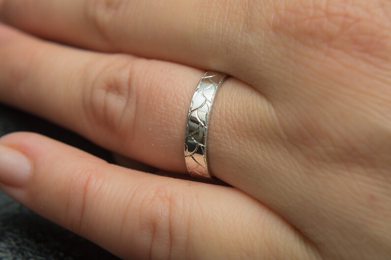 4mm Wheat Pattern Hand Engraved Ring Gold Engraved Ring Gold - Etsy