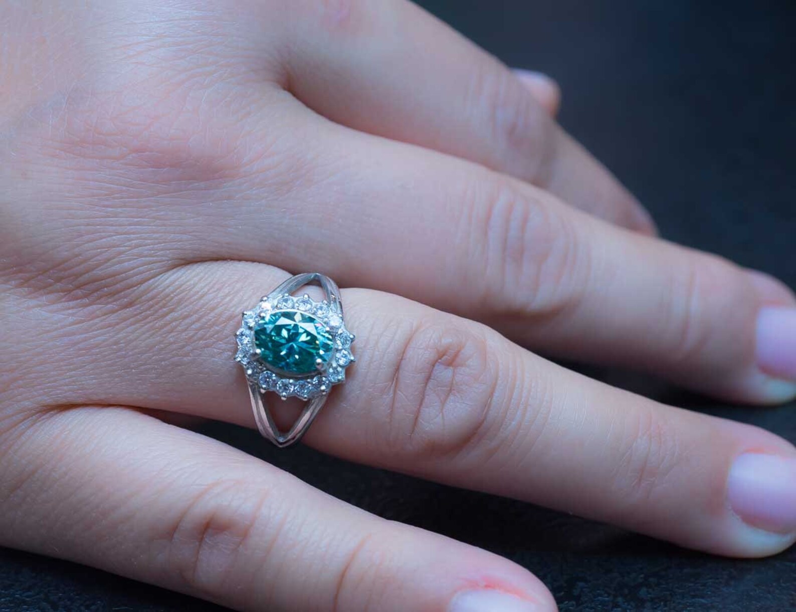 Blue Moissanite Engagement Ring Blue Moissanite Ring Etsy