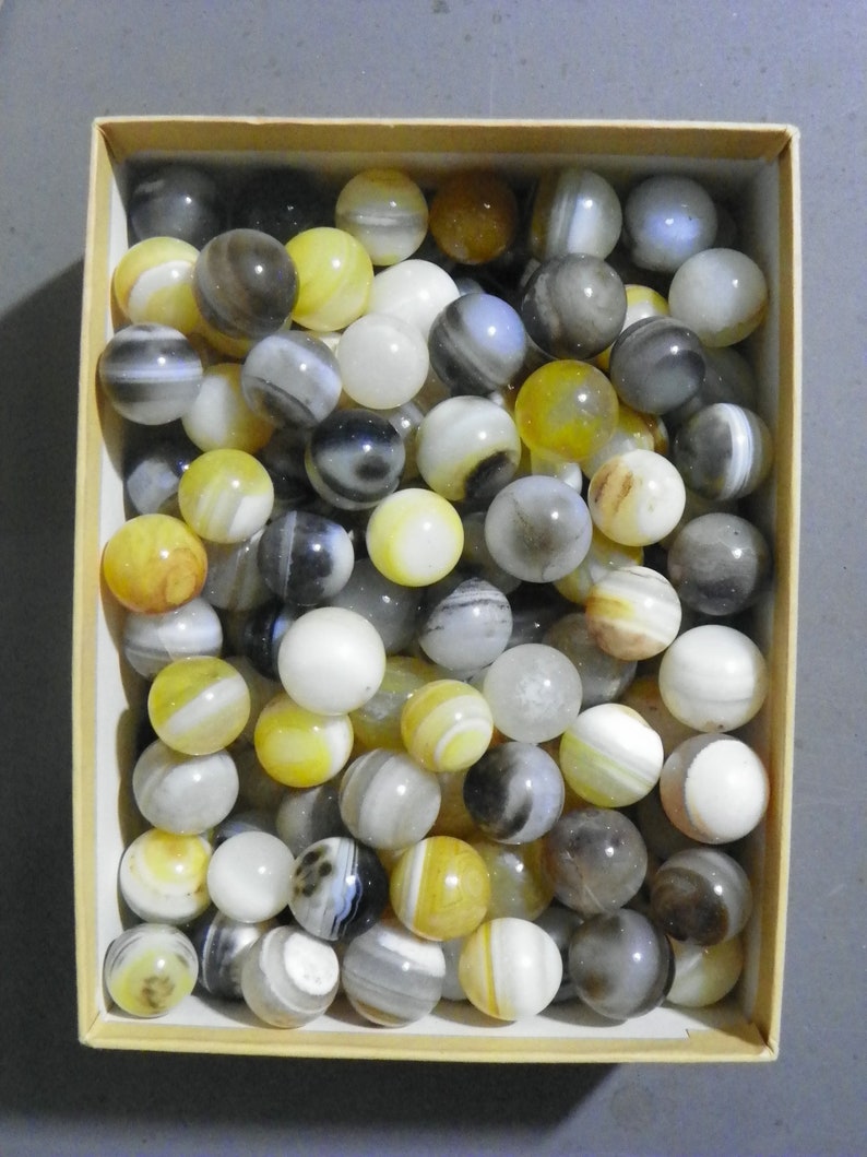 6 of 5/8 to 3/4 Inch Agate Marbles Mostly Banded Mixed Colors Vintage ...