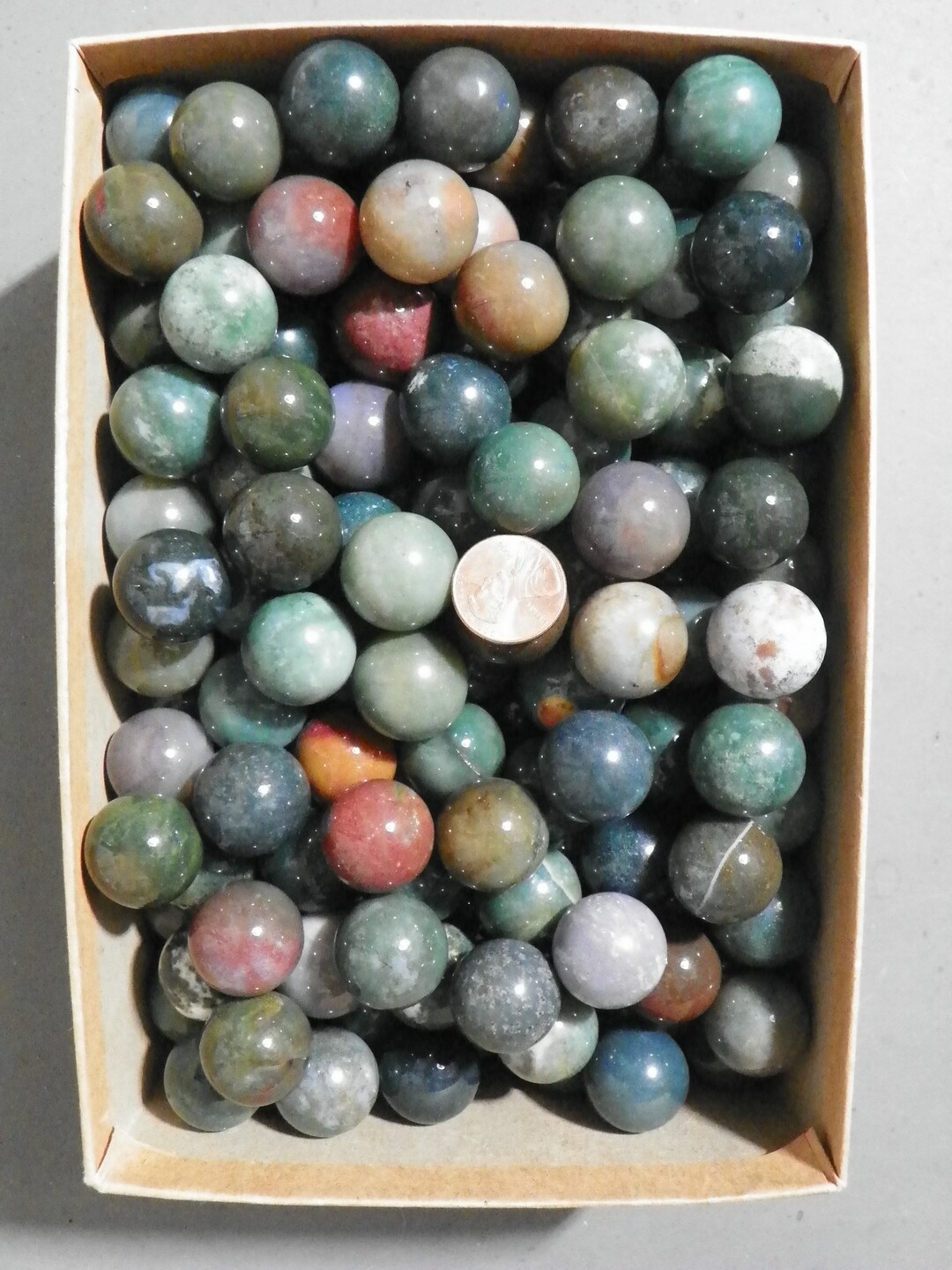 3/4 - 7/8 Inch Agate Marbles 4 Pieces Green Vintage Natural Gemstones ...