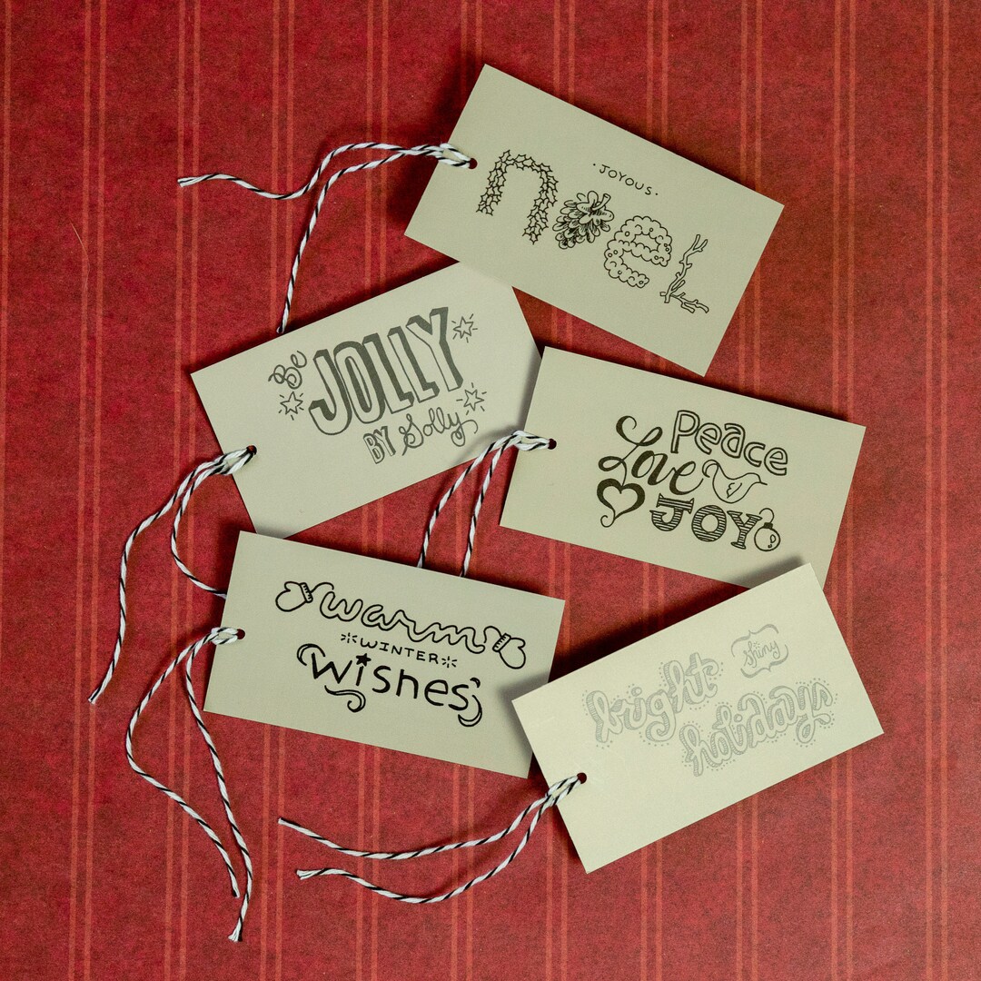 Holiday Sayings Gift Tags - 10 Pack Hand Drawn Tags - Etsy