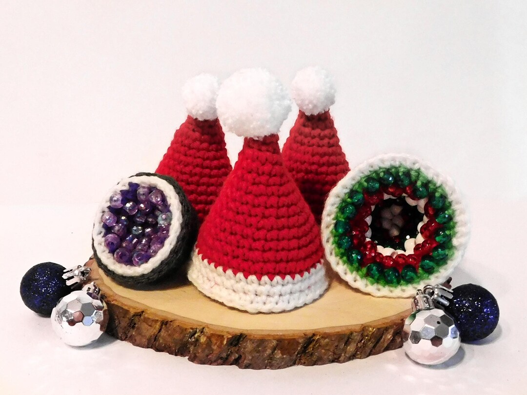 Crochet Pattern Santa Hat Crystal Geode Christmas Fidget, No Sew, Easy ...