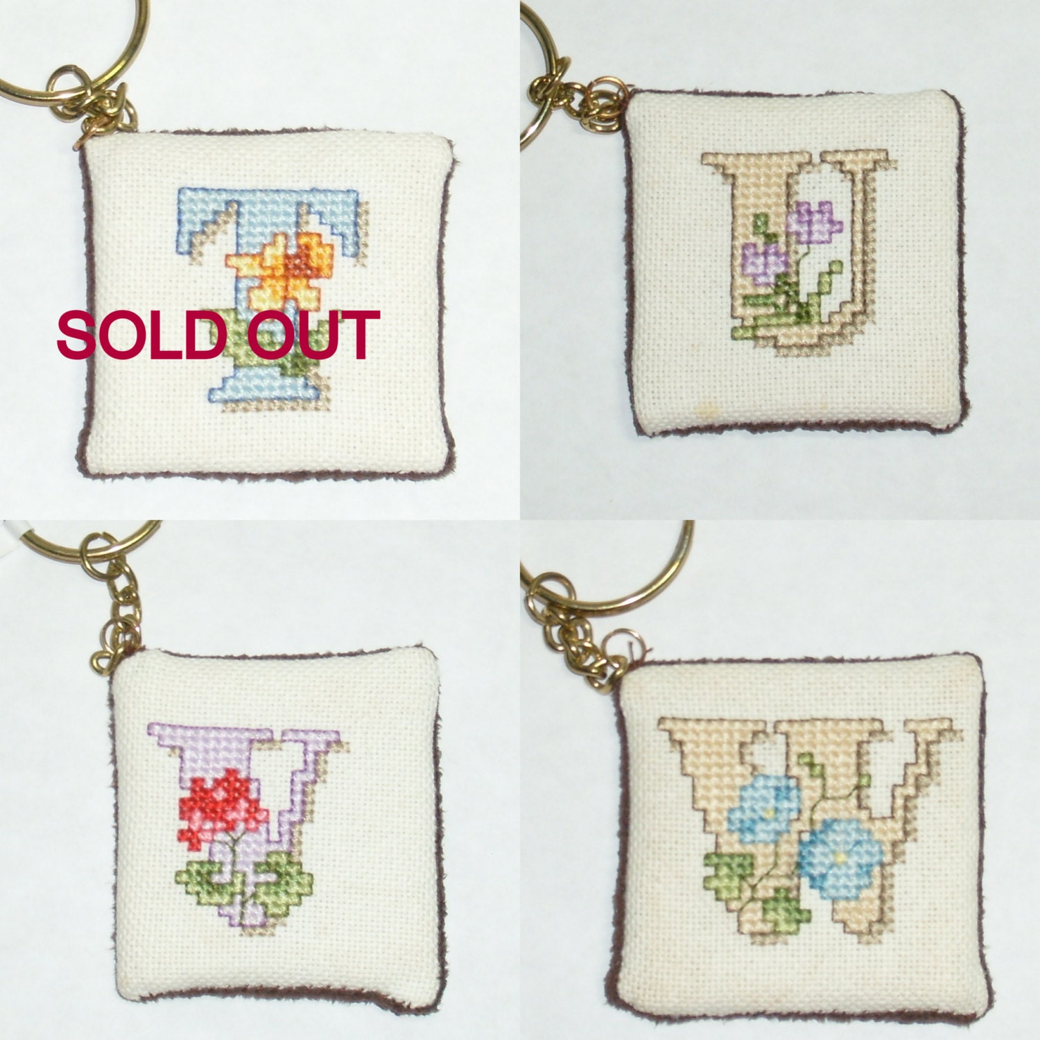 Initial Cross Stitch Key Chains - Etsy