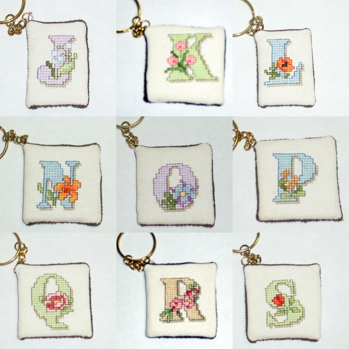 Initial Cross Stitch Key Chains - Etsy