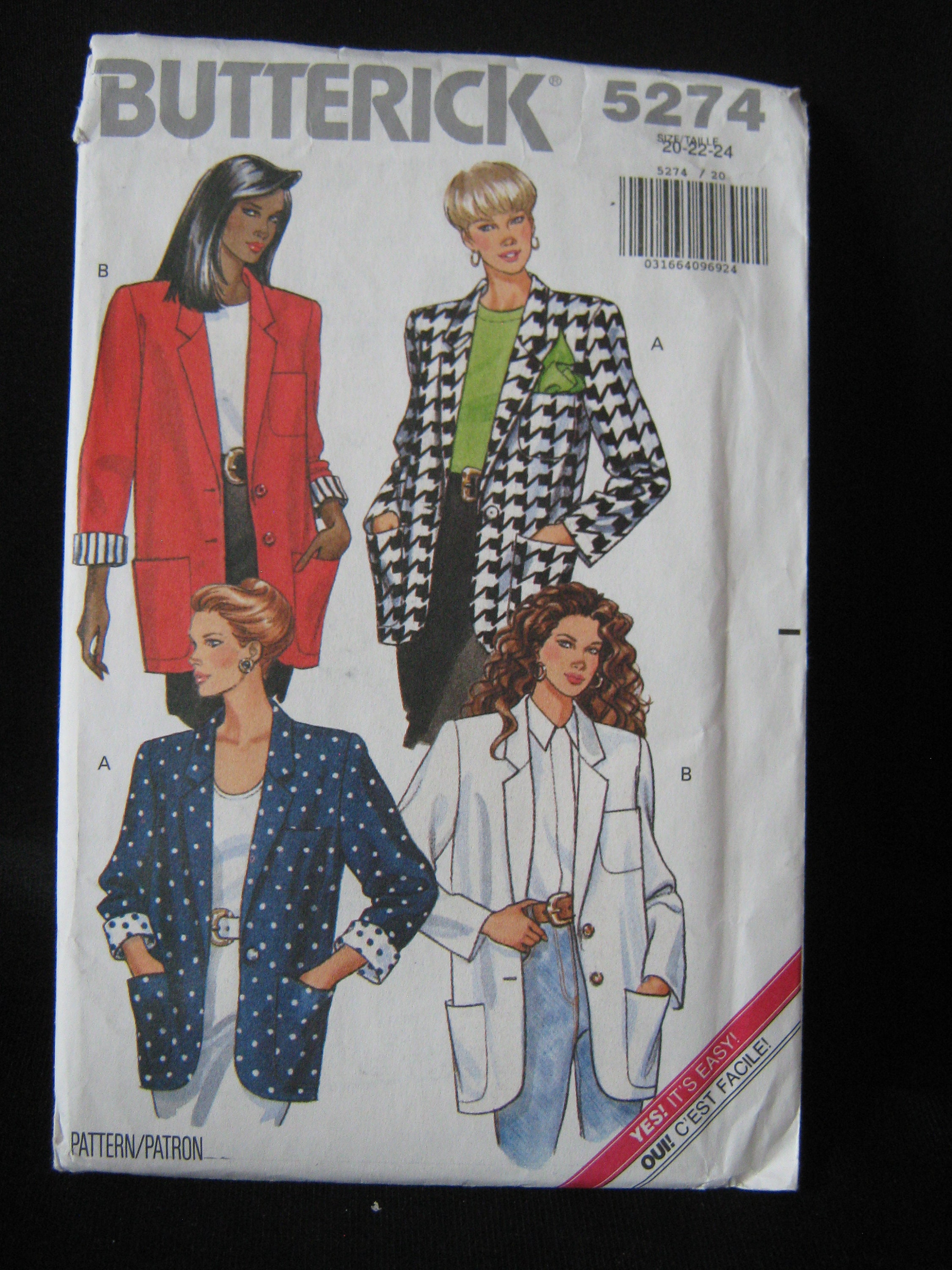 Butterick 5274 Uncut Pattern Misses Petite Oversized Jacket | Etsy
