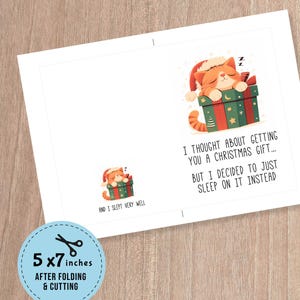 Funny Cat Christmas Card - Printable 5x7 JPG, Meowy Christmas Card ...