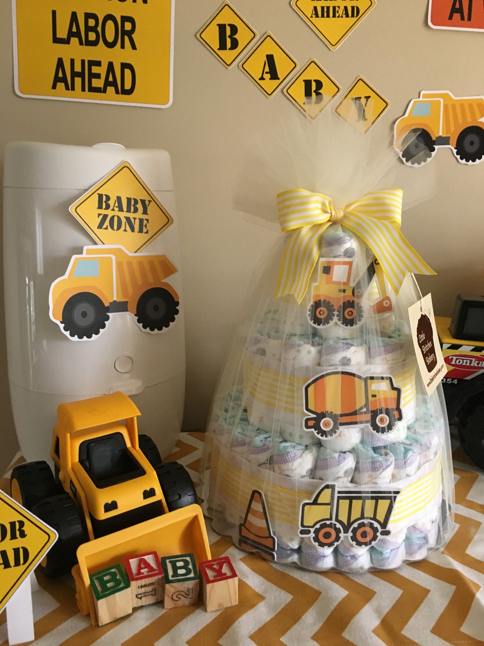 Construction Diaper Cake Centerpiece, Baby Shower Gift - Etsy
