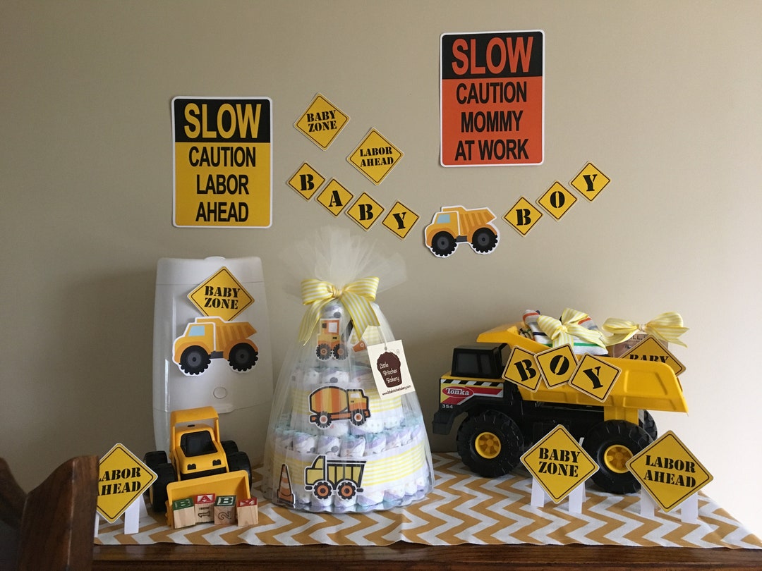 Construction Diaper Cake Centerpiece, Baby Shower Gift - Etsy