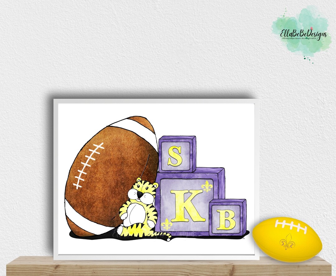 LSU Toy Tiger With Football and Three Blocks Art Print You Personalize ...
