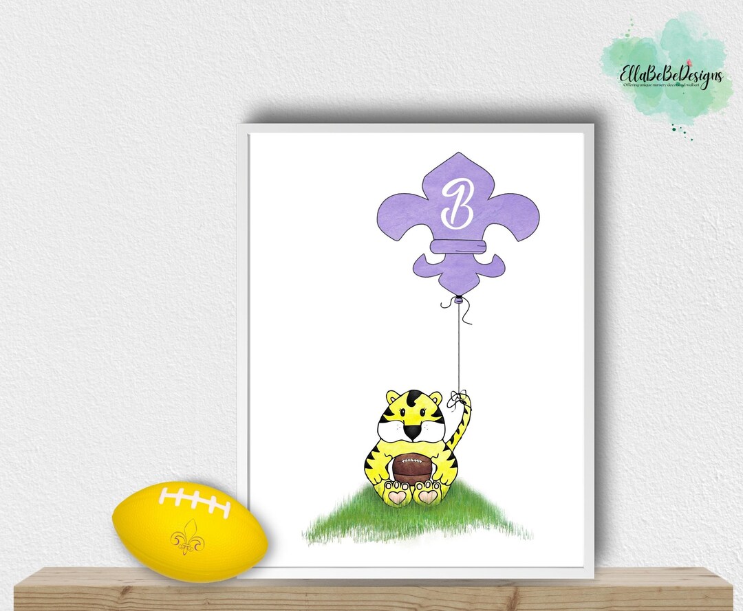 LSU Tiger Baby With Balloon Print Personalized by You With Name or ...