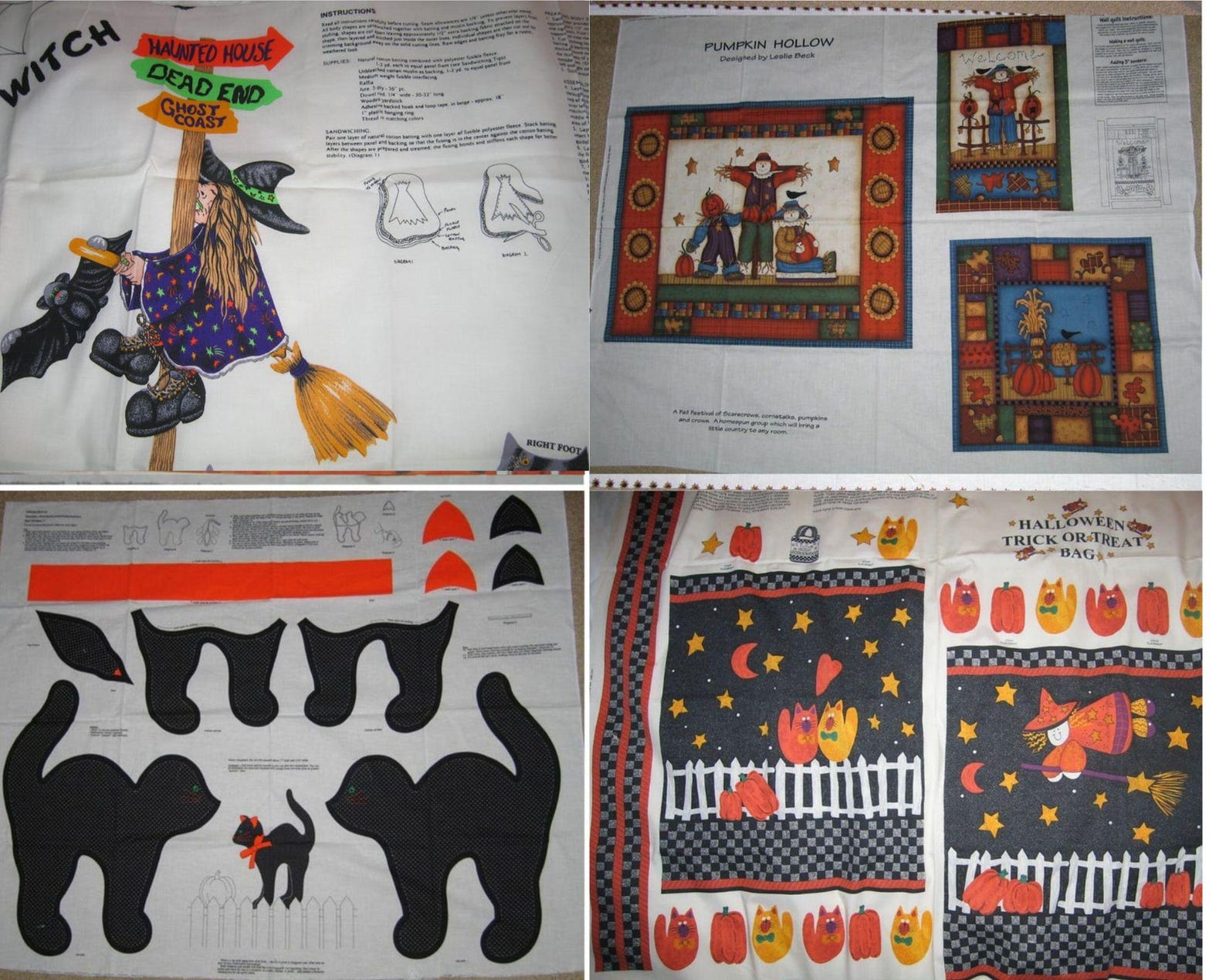 Halloween Fall Fabric Panels - Halloween Happy Haunting, Fall Scarecrow ...