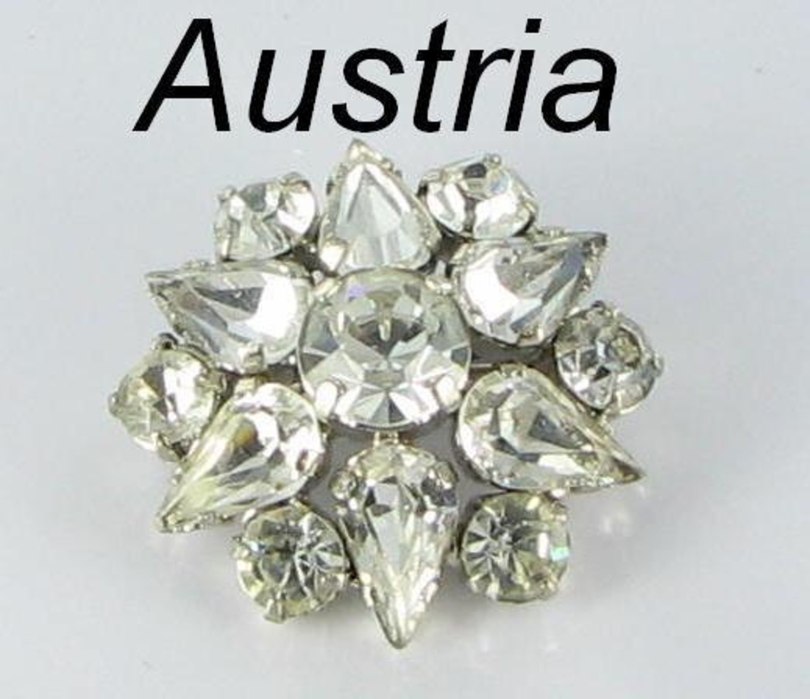 Austria vintage signed clear Rhinestone brooch pin broach mid | Etsy