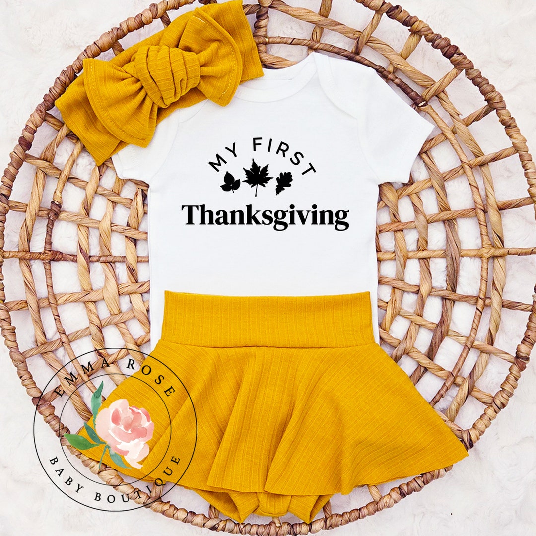 First Thanksgiving Outfit Girl, My First Thanksgiving Shirt, Mustard ...