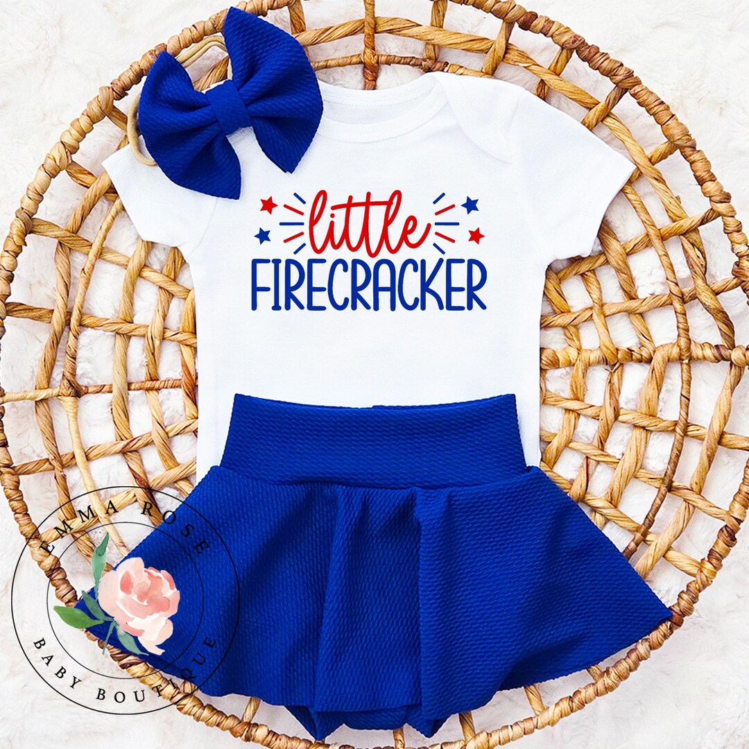 Little Firecracker First 4th of July Outfit Girl, Little Firecracker ...
