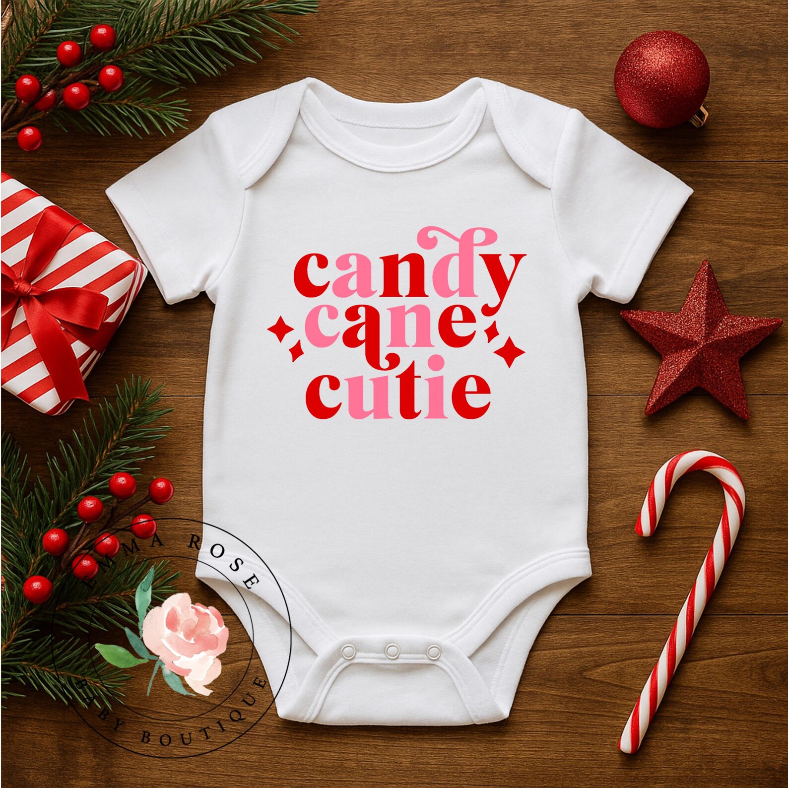 Baby Girl Candy Cane Cutie Outfit, First Christmas Outfit, Red Bell ...