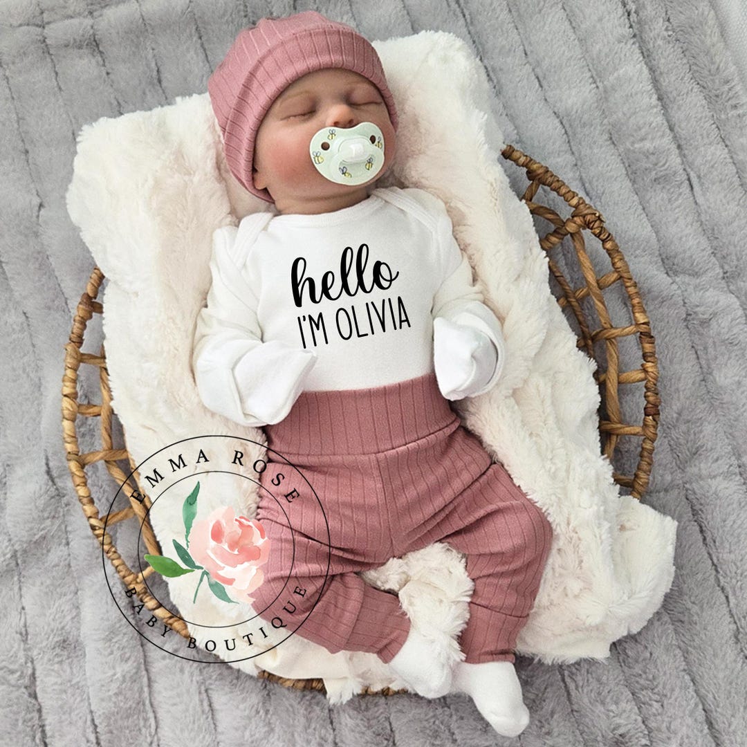 Newborn Girl Coming Home Outfit Personalized With Name, Mauve Newborn ...