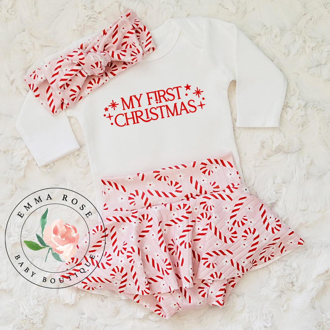 Baby Girl First Christmas Outfit Pink Christmas Dress Candy - Etsy