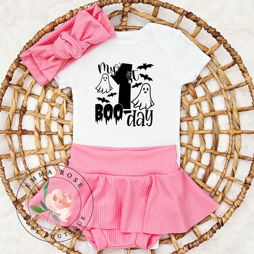 First Boo Day Outfit Girl, Pink Spooky One First Birthday Outfit Girl ...