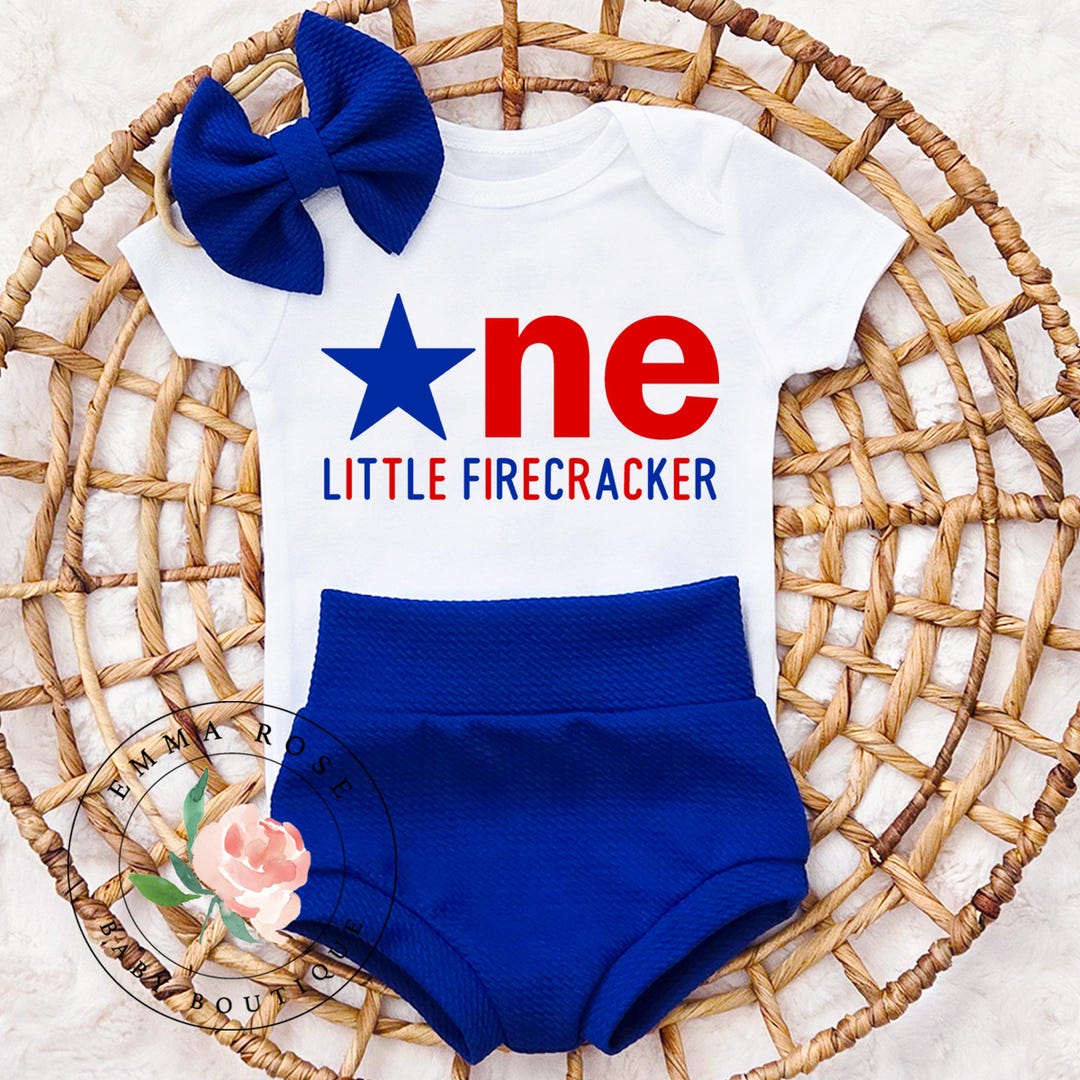 One Little Firecracker First Birthday Outfit Girl, Baby Boy Little ...