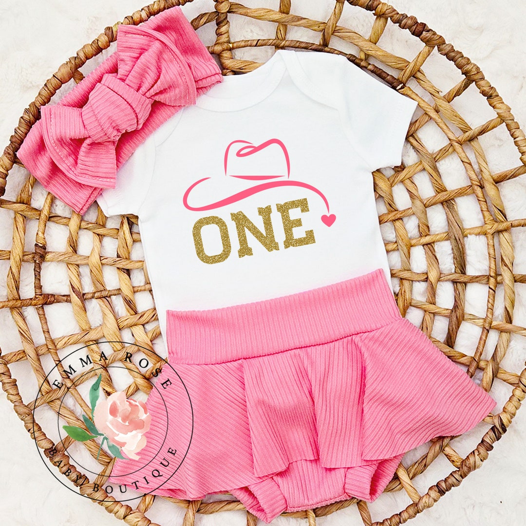 Rodeo First Birthday Outfit Girl, My First Rodeo Outfit, Pink Gold ...
