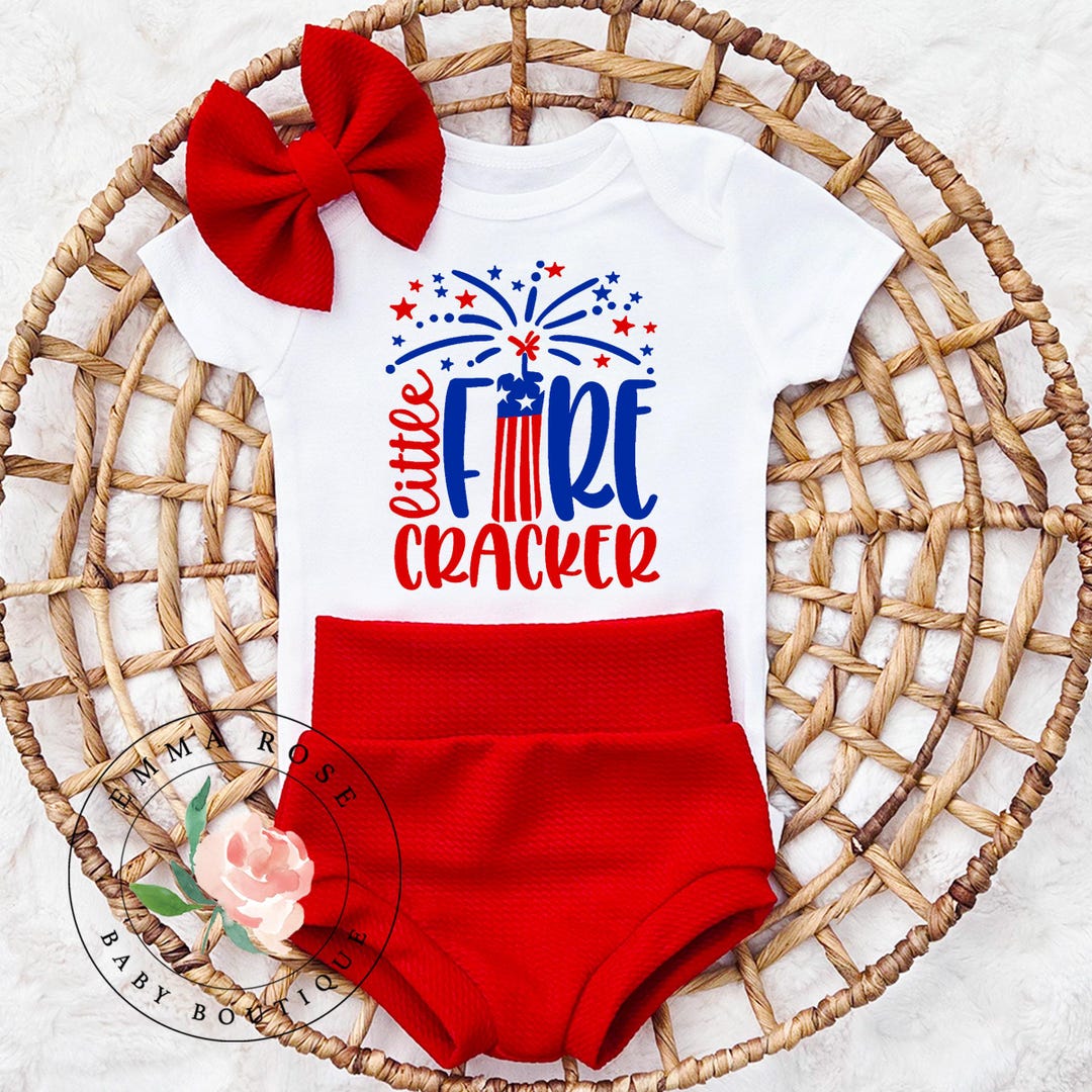 Baby Girl Little Firecracker 4th of July Outfit, Baby Boy Little ...