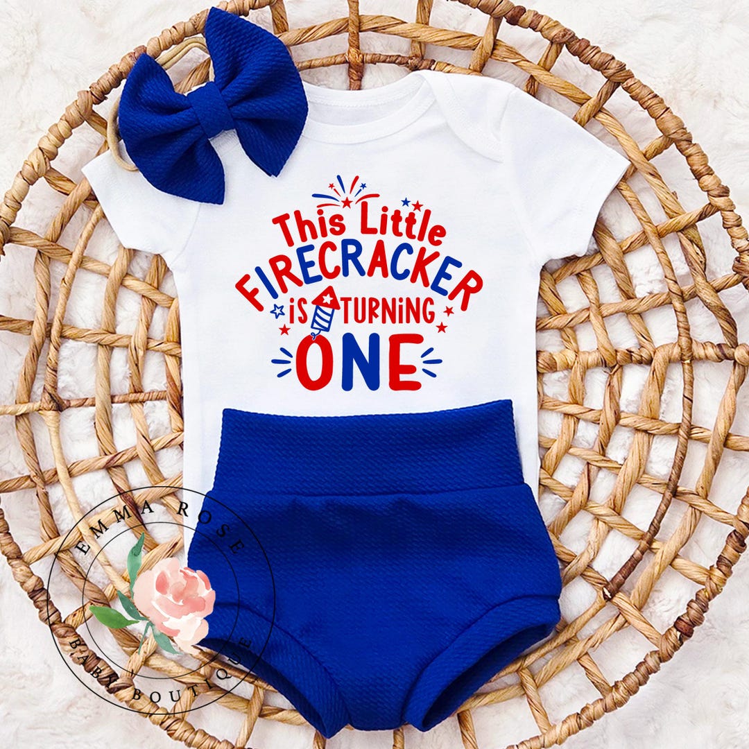 One Little Firecracker First Birthday Outfit Girl, Baby Boy Little ...
