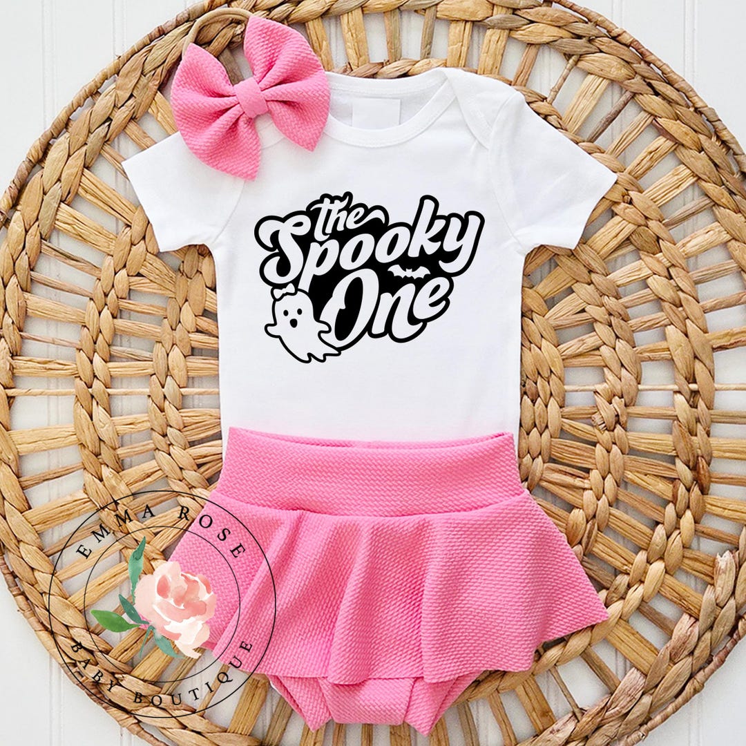 One Spooky Baby Outfit Girl, Baby First Halloween Party, Pink and Black ...