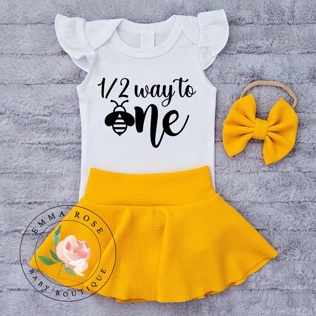Bumble Bee Half Birthday Outfit Girl, Its My Half Bee Day, Bee 1/2 ...