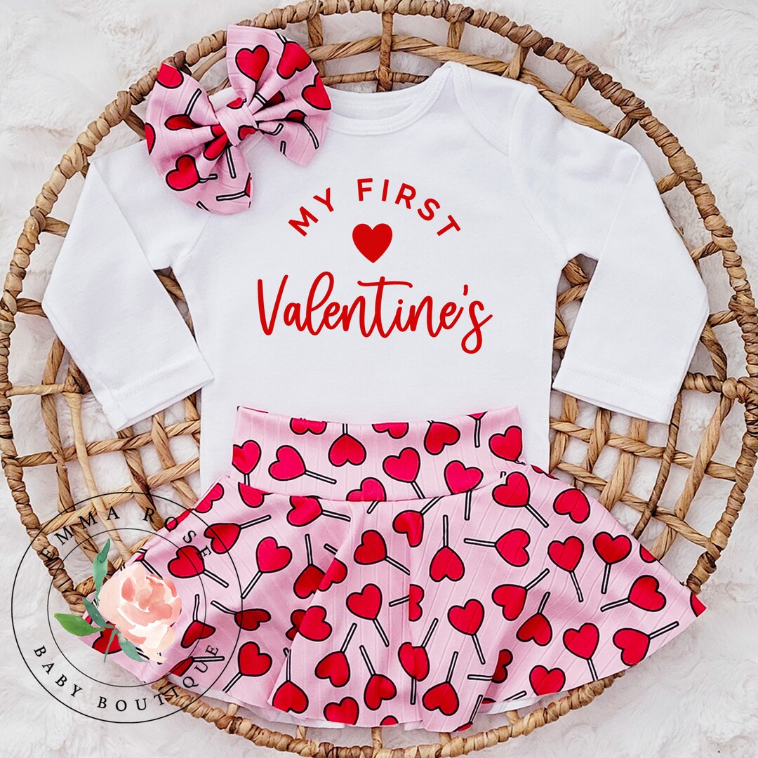Newborn Girl First Valentines Day Outfit, Infant Valentines Outfits, Baby Valentines Outfit ...