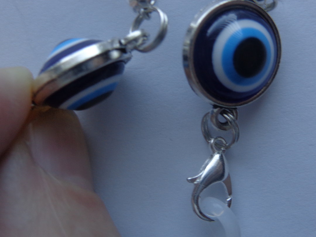 Evil Eye Protection, Nazar, Double Sided, White and Blue Glass Seed ...