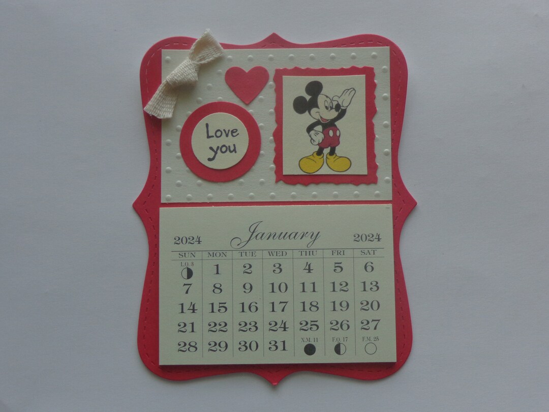 Disney, Mickey Mouse, Love You, Mini 2024 Magnetic Monthly Tear off ...