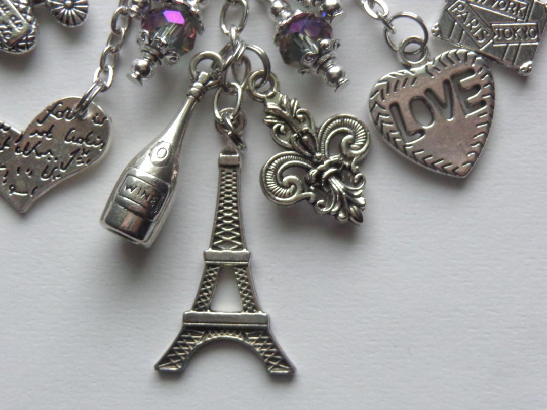 Eiffel Tower, Fleur De Lis, Love Paris Key Chain, Bag, Car, Phone Charm ...