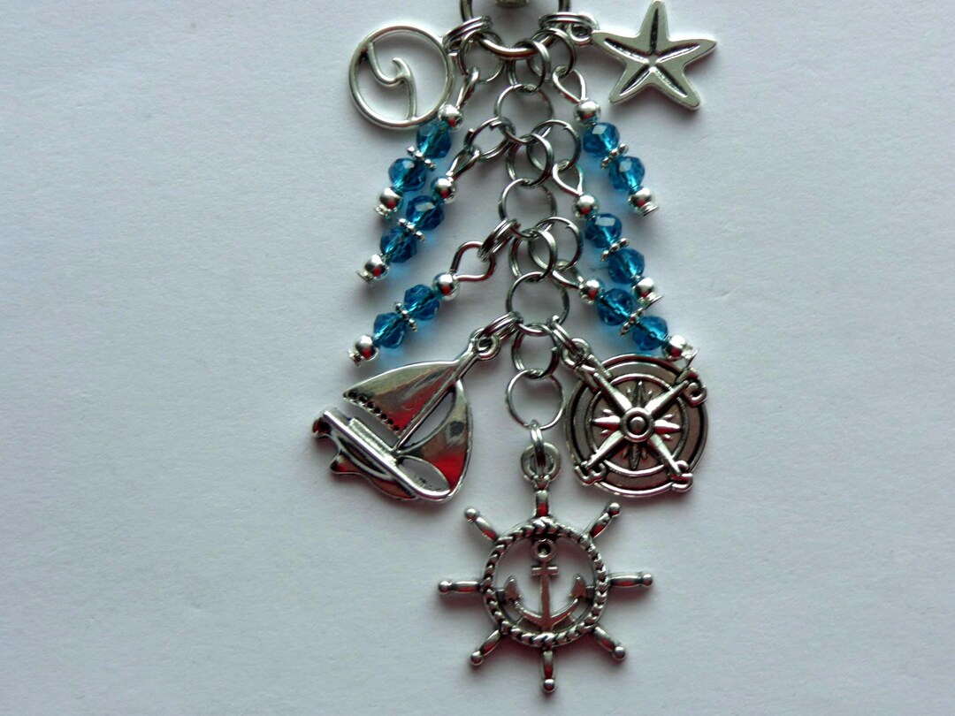 Nautical, Compass, Anchor Key Chain, Bag, Phone Charm, Bookmark. - Etsy