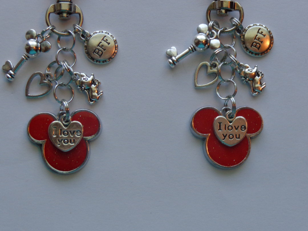 Lot of 2 Minnie Mickey Mouse, BFF, Best Friend, Love, Key Chain, Purse ...