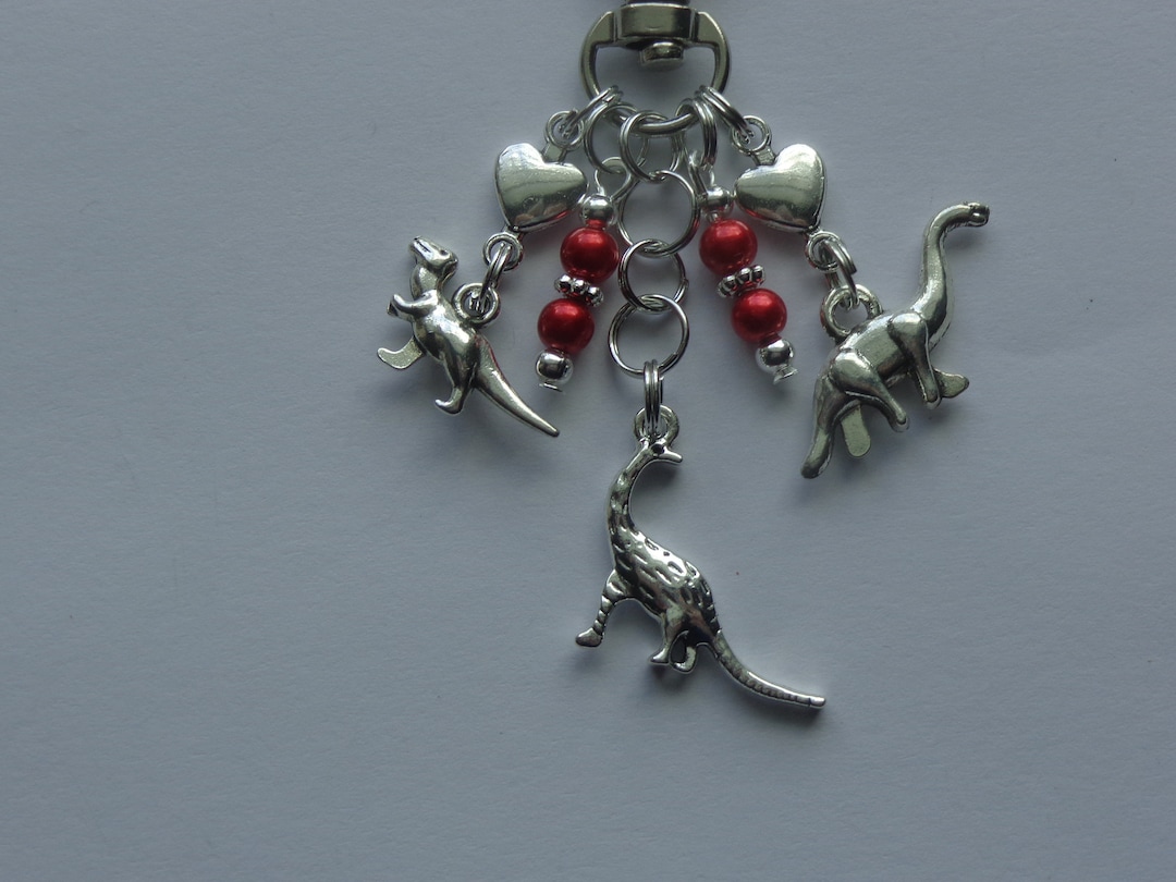 Dinosaurs, Dinosaur, Hearts, Key Chain, Bag Charm, Purse Clip, Zipper ...