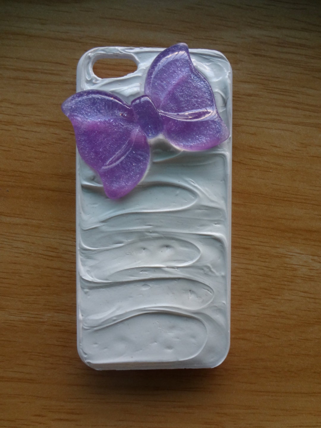 IPhone 13 or 14 Case Decoden Whipped Cream Look Purple Bow - Etsy