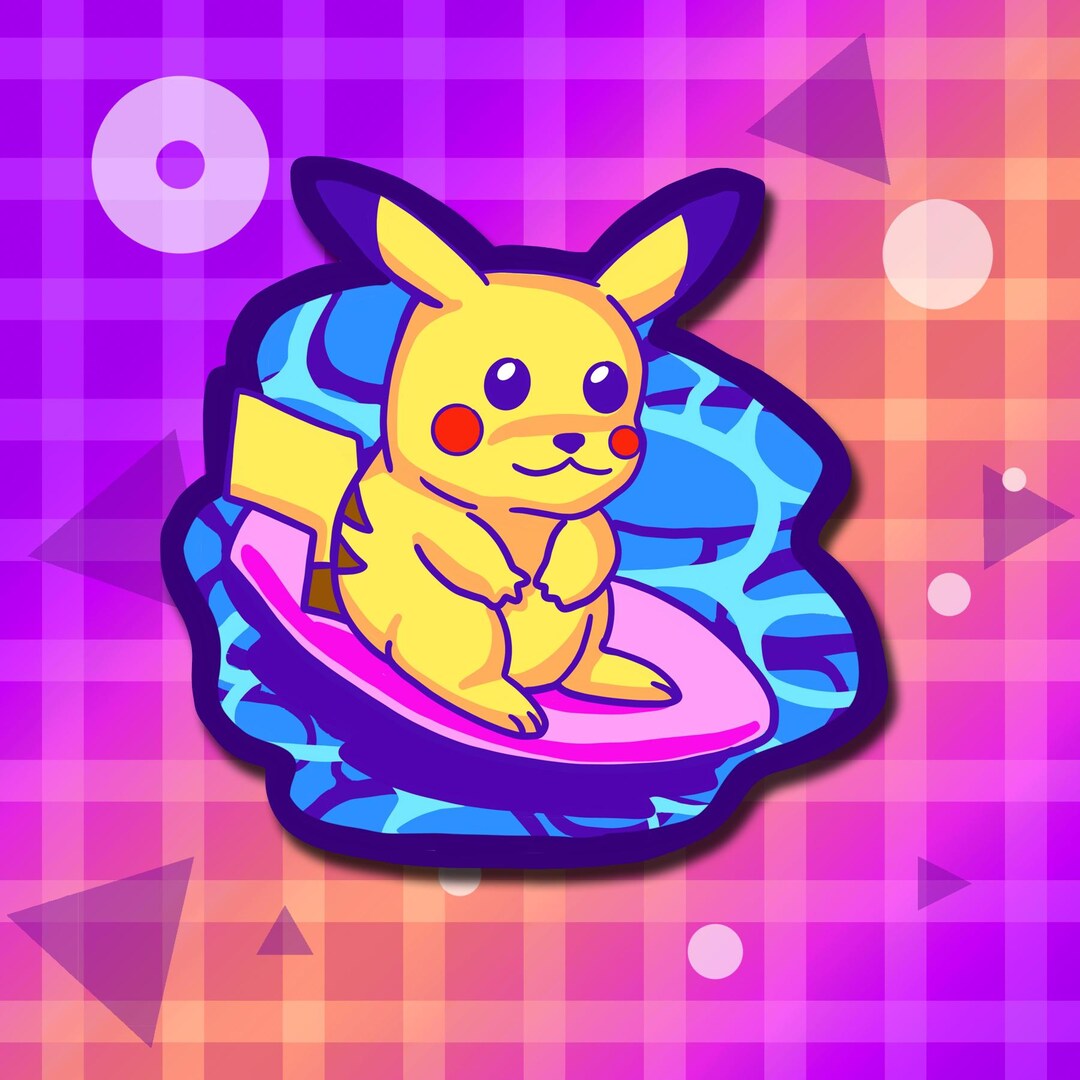 Surfing Pikachu Holographic Sticker - Etsy