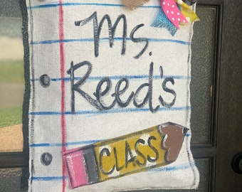 Teacher Door Hanger Template Digital Download Notebook Paper Pencil - Etsy