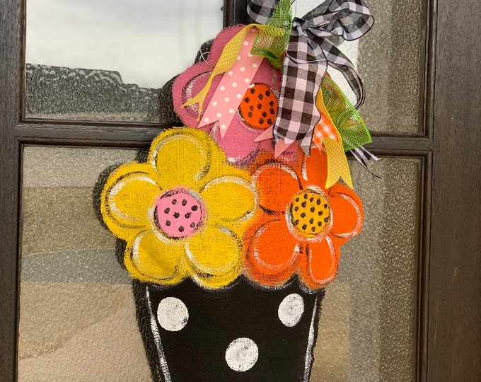 Spring Flower Pot Door Hanger - Etsy