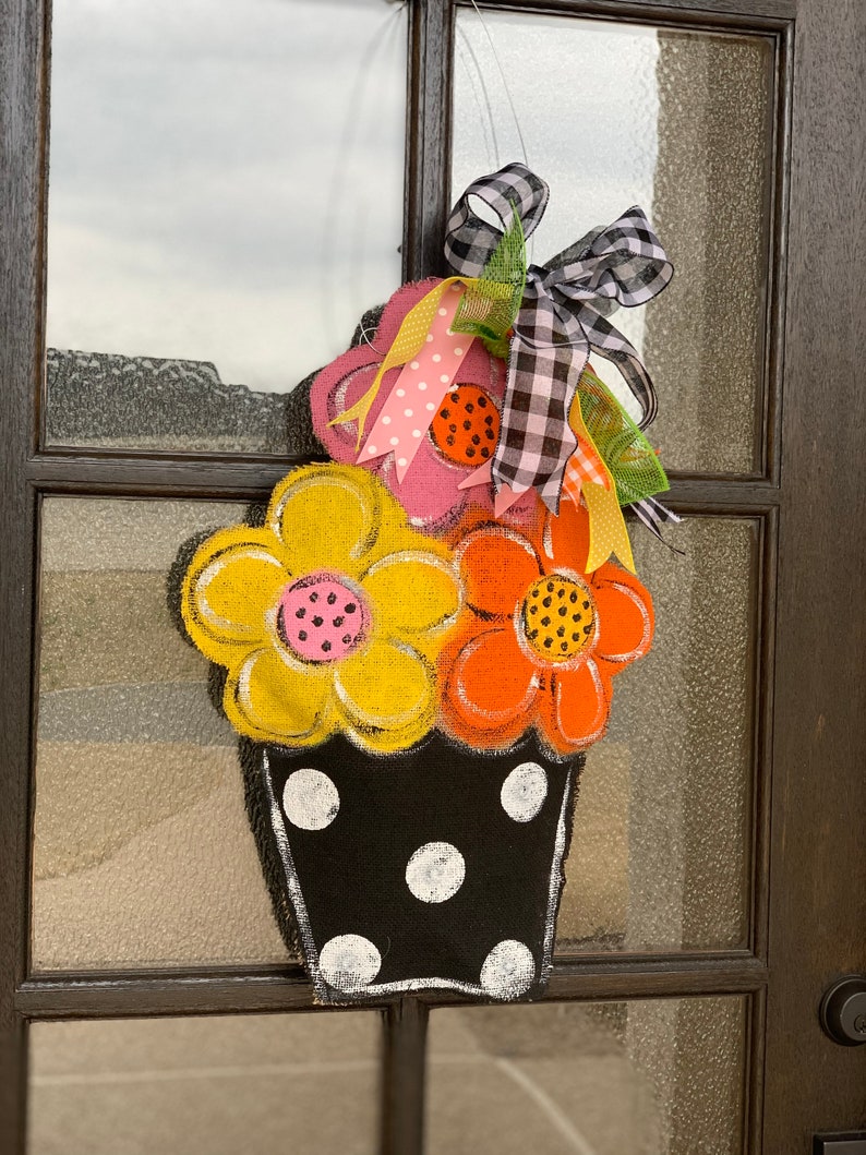 Spring Flower Pot Door Hanger - Etsy
