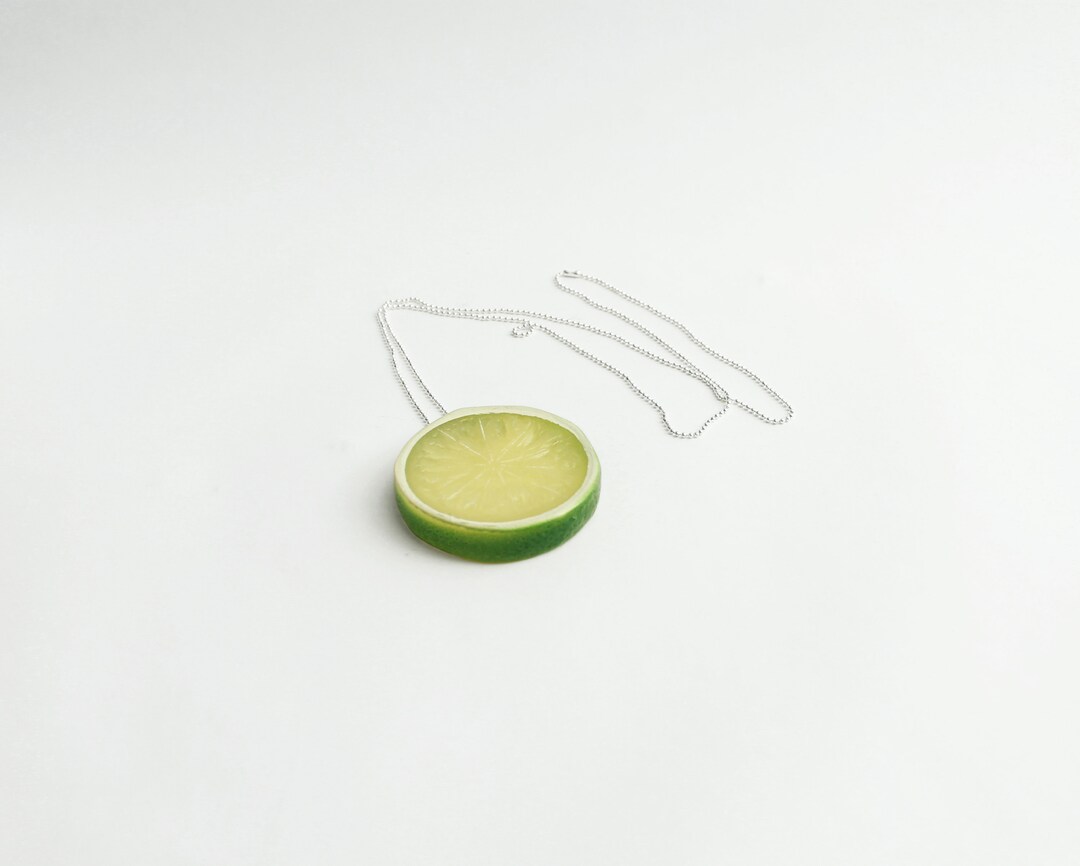 Lime Slice Necklace, Realistic Lime Necklace, Fruit Jewelry, Faux Fruit ...