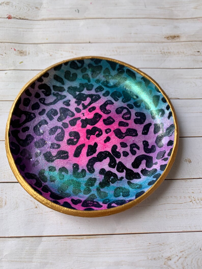 Handmade Leopard Print Polymer Clay Ring Dish: Colorful Trinket Bowl - Etsy