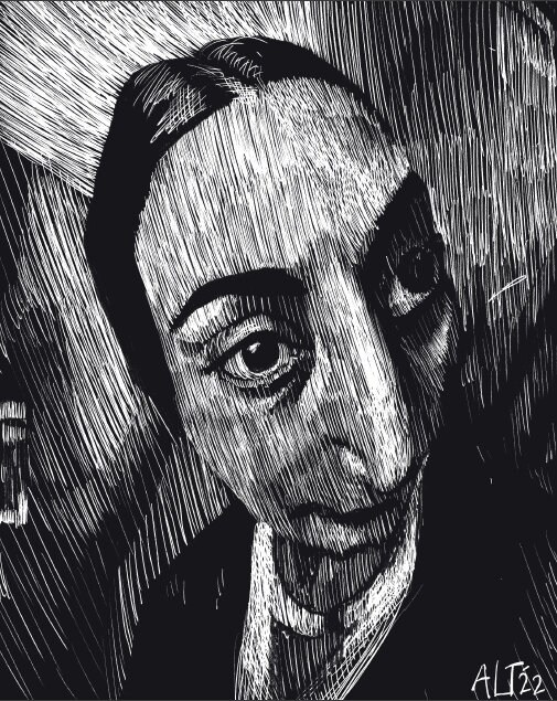 PDF Fisheye Portrait Scratch Board Black & White Digital Drawing Wall ...
