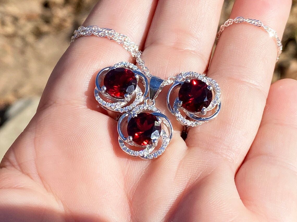 Best Garnet Gem January Birthstone Necklace Maroon With Red - Etsy